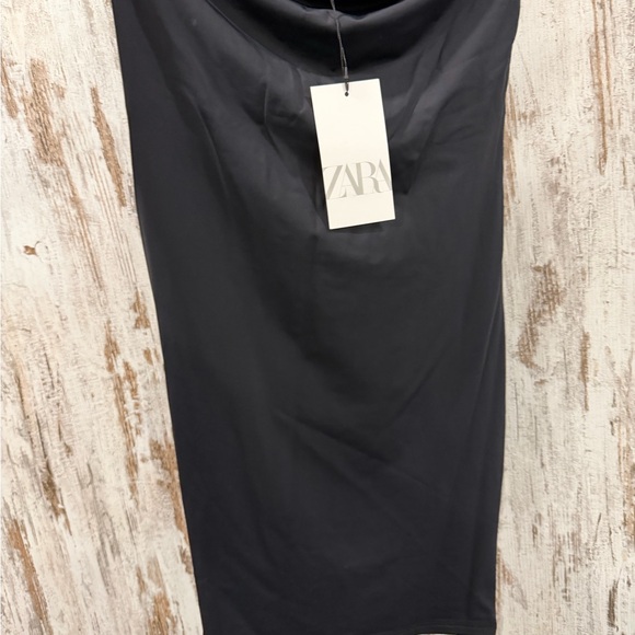 Zara | Dresses | Zara Midnight Black Satin Dress | Poshmark